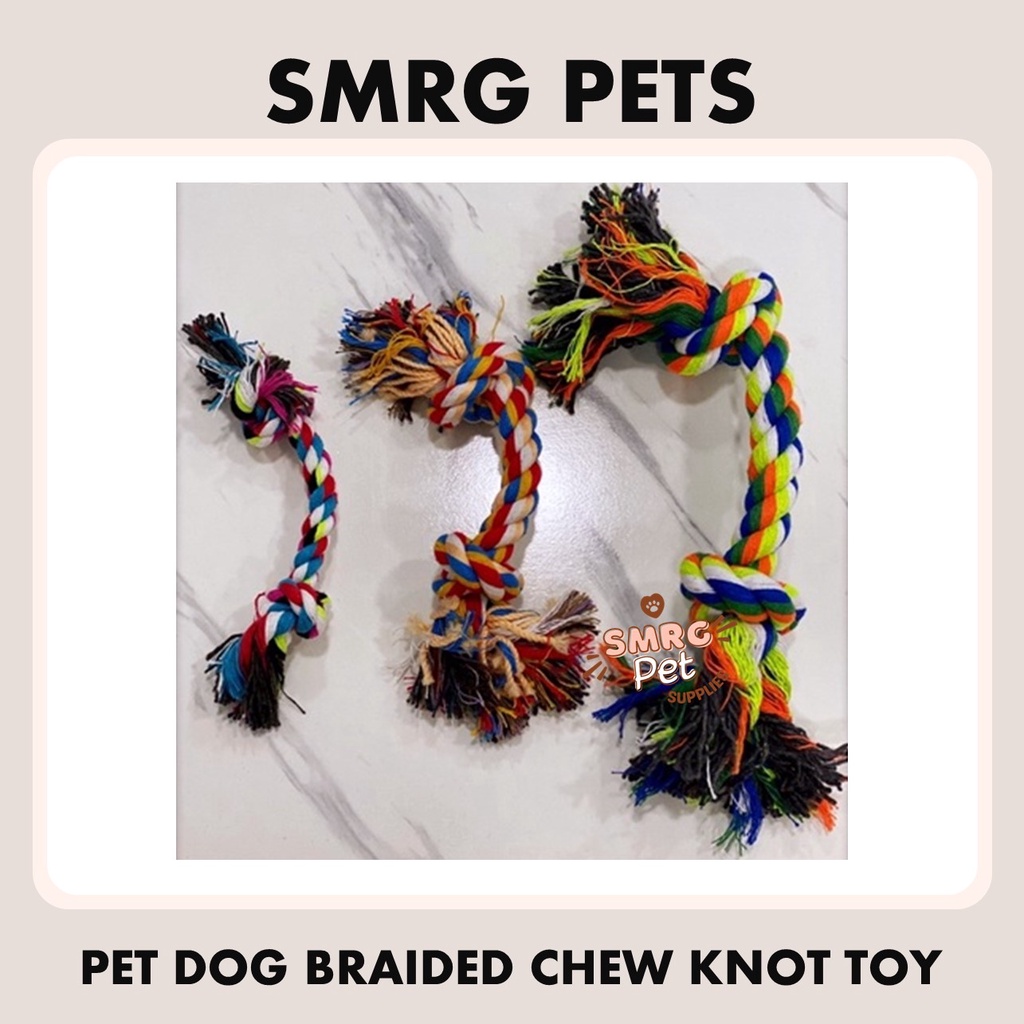 SMRG Pets Cotton Braided Knot Chew Toy Bone Rope Puppy Dog Small Medium ...