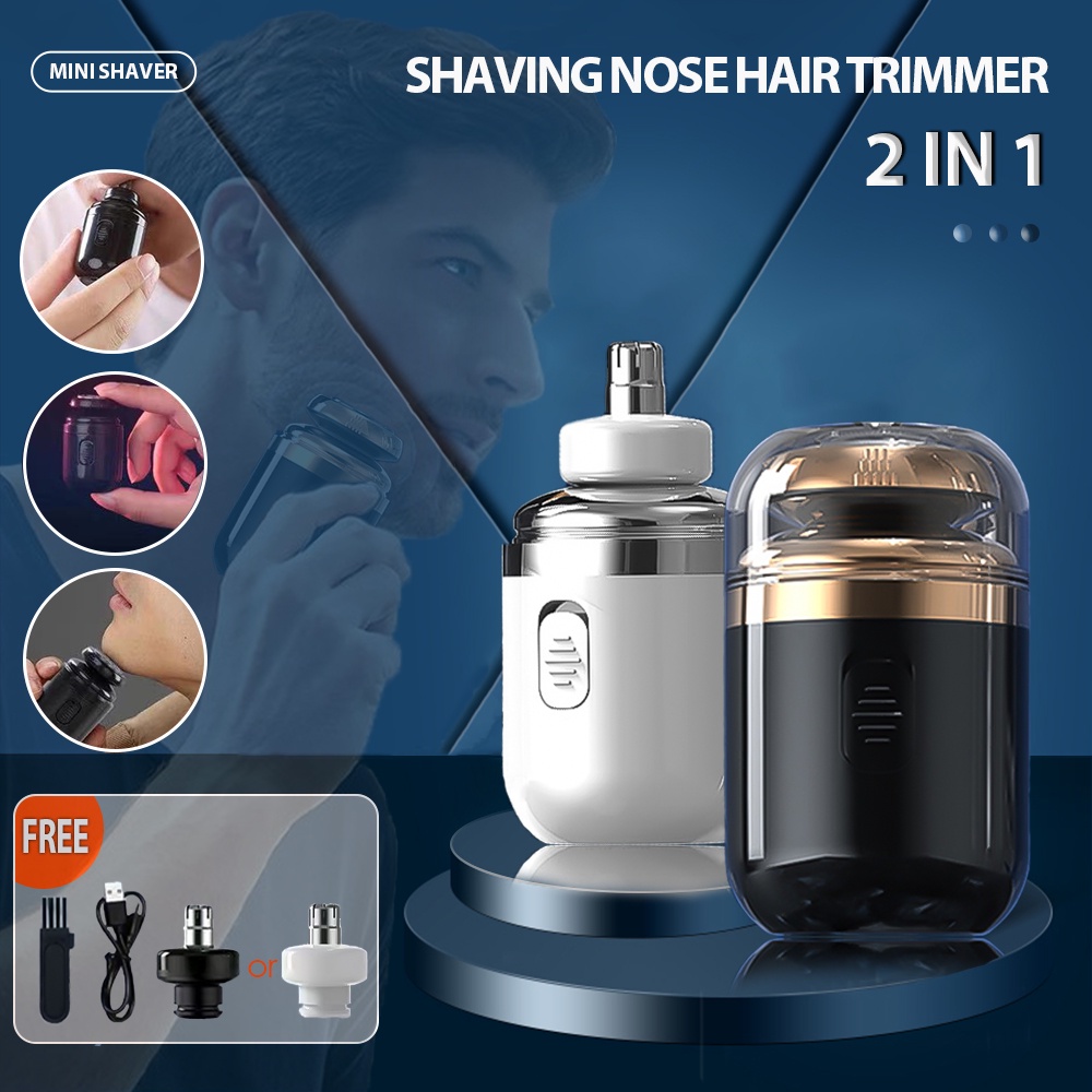 2 In1Men's Mini Electric Shaver Rechargeable Flawless Facial Hair ...