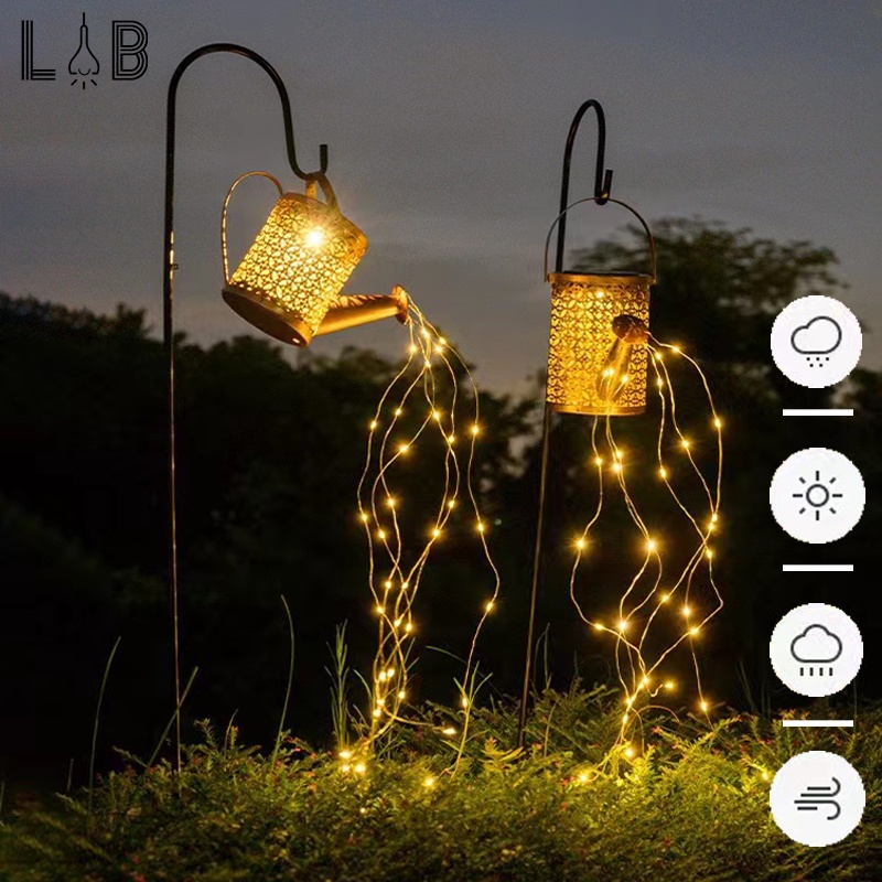 Solar Garden Light Kettle Shape Hanging Solar Light Outdoor Metal fairy ...
