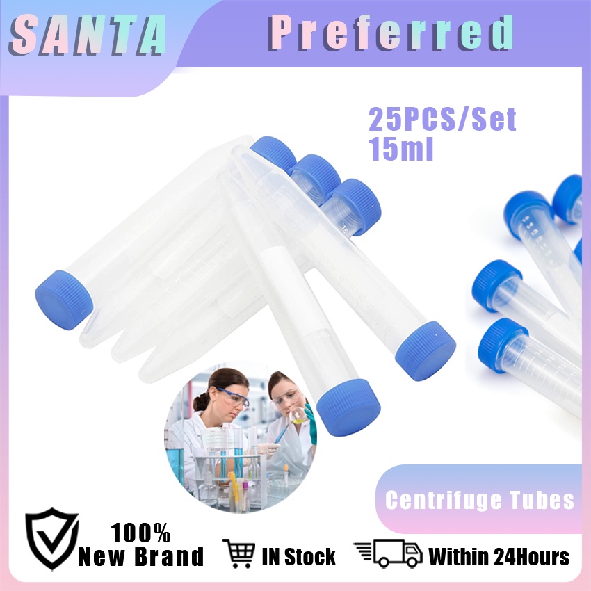 25Pcs/Set Centrifuge Tube Plastic 15ml Conical Buttom with Graduation ...