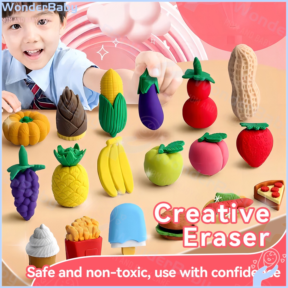 WD【COD】 4pcs/bag eraser for kids fun learning fruit eraser | Shopee ...