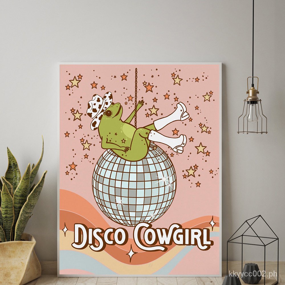 Retro Disco Frog Print Wall Art Canvas Painting Trendy Funny Aesthetic ...