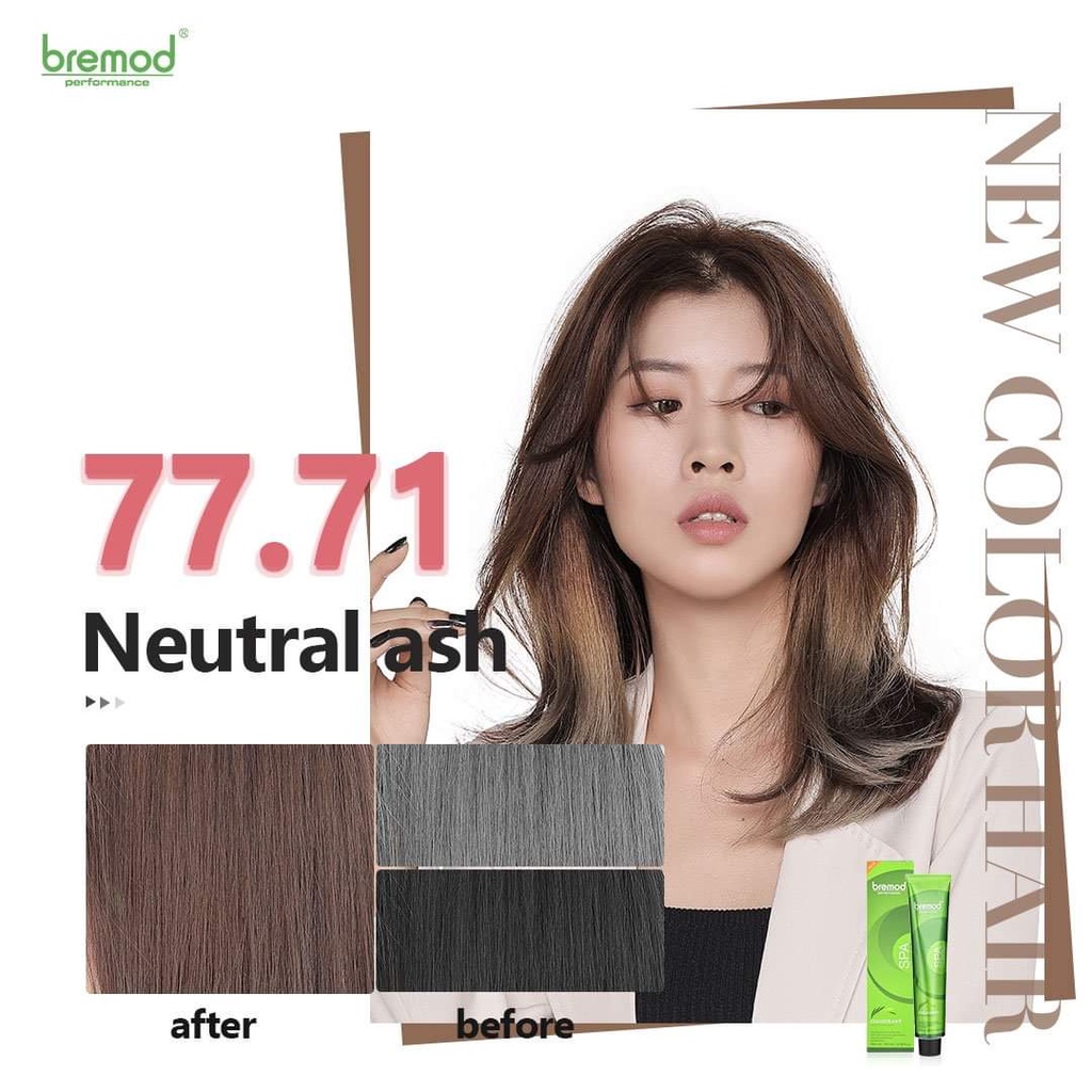 Bremod Hair Color Hair Dye 100ml 8.17 Milk Tea Ash 6.71 Brown Ash 10.13 ...