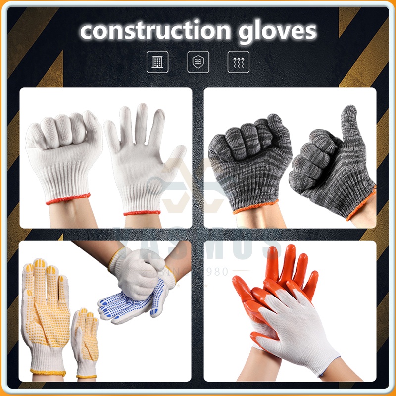 12 Pairs Thick Construction Gloves Rubber Industrial Gloves Durable ...
