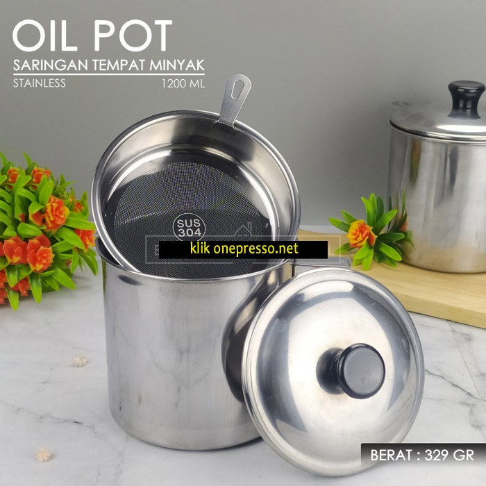 Oil Pot Stainless Steel Strainer Oil Bottle With Lid Oil Strainer Good ...