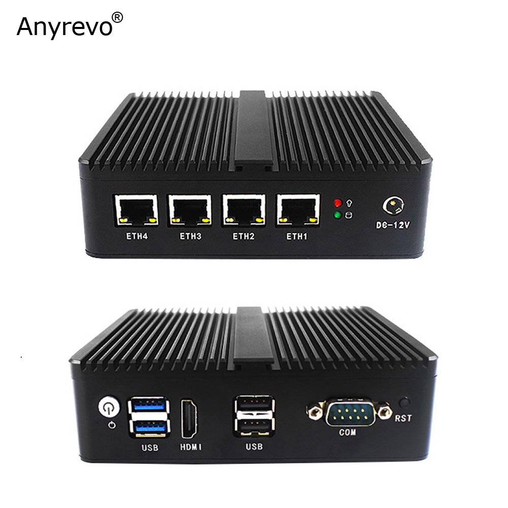 Fanless Soft Router Intel Celeron J4125 Quad Core Mini PC with DDR4 HD-MI 4 Intel i211 Gigabit ...