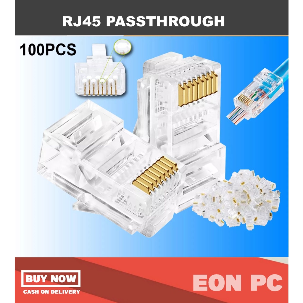 100pcs Rj45 Connector Cat6e Pass Through High Quality | Shopee Philippines