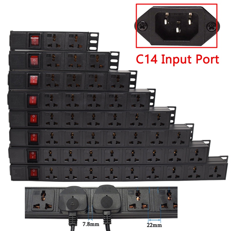 Server PDU Power Distribution Board 2-9 Way Outlet IEC320 C14 Male ...