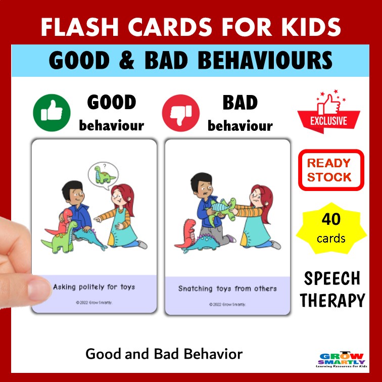 Good & Bad Behavior Flash Card for Kids Speech Therapy Activity Speech ...