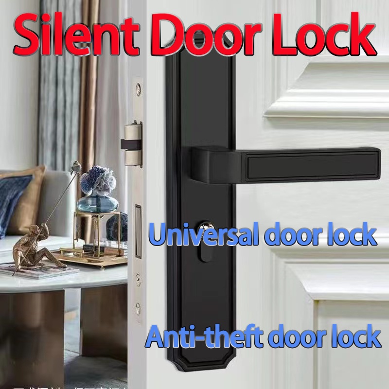 【Hot selling door locks】Black Silent door knob set safety door lock ...