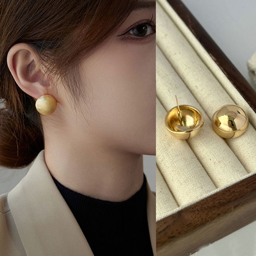 Silver/Gold Elegant Lady Round Ball Earring Ear Studs Jewelry Accessory ...