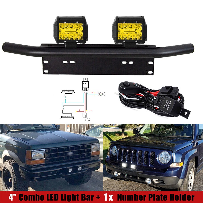 Universal Car Front License Plate Bull Bar Bumper Mount Bracket Yellow ...