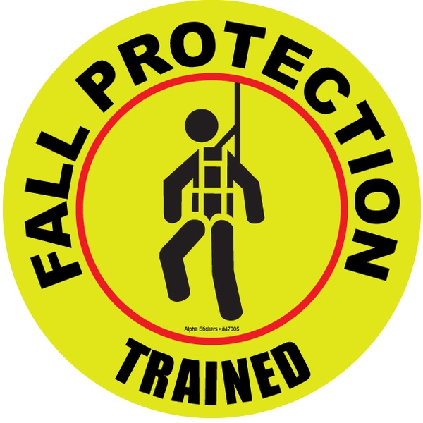 Hard Hat Sign Fall Protection Trained Vinyl Sticker Size 2 inches ...