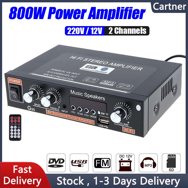 800W G30 Digital HiFi Bluetooth Audio Stereo Amplifier Subwoofer 2 ...