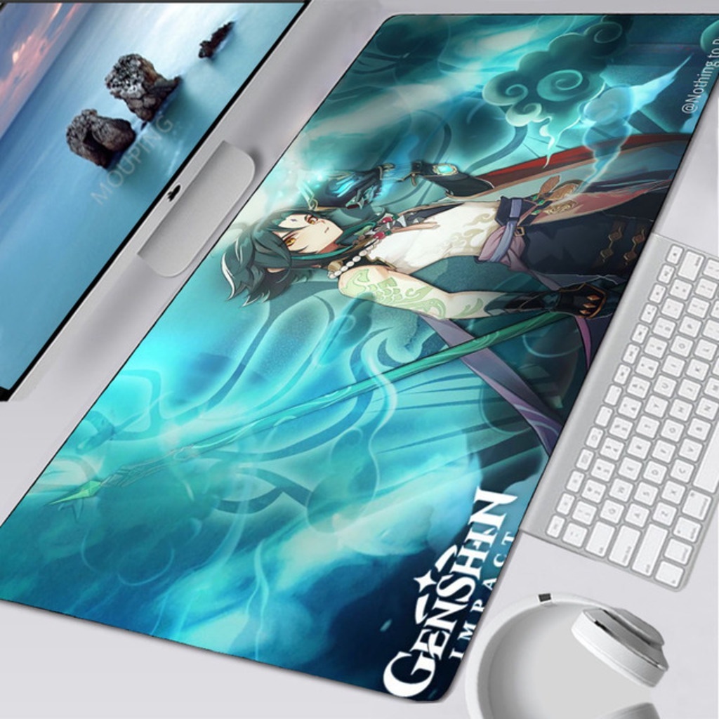 Genshin Impact Xiao Desk Pad Anime Mouse Mats Xxl Black Large Mouse Pad ...