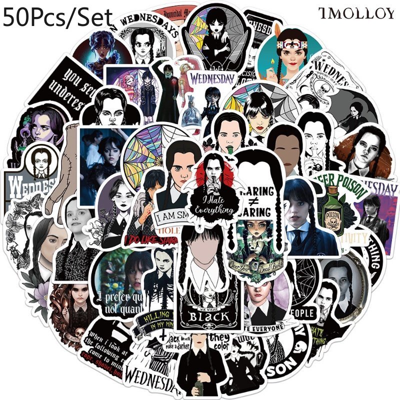 [T] 50Pcs/Set American TV Series Wednesday Addams Stickers Waterproof ...