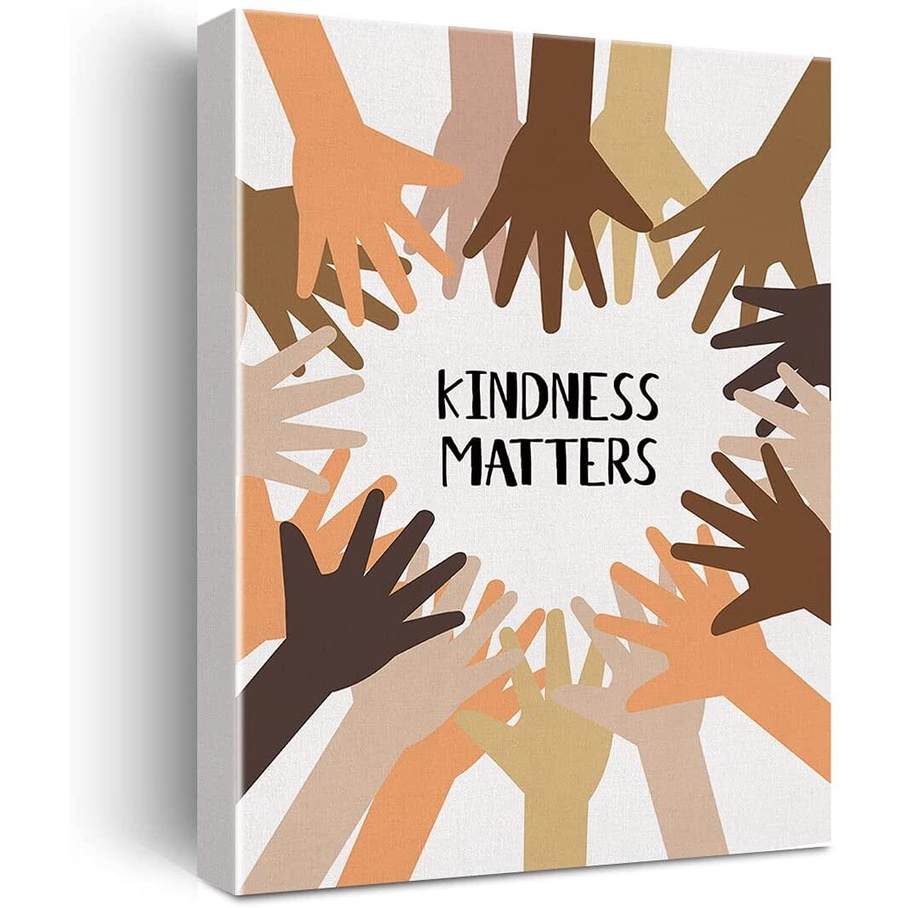 Kindness Matters Diversity Classroom Framed Canvas Wall Art Positive ...