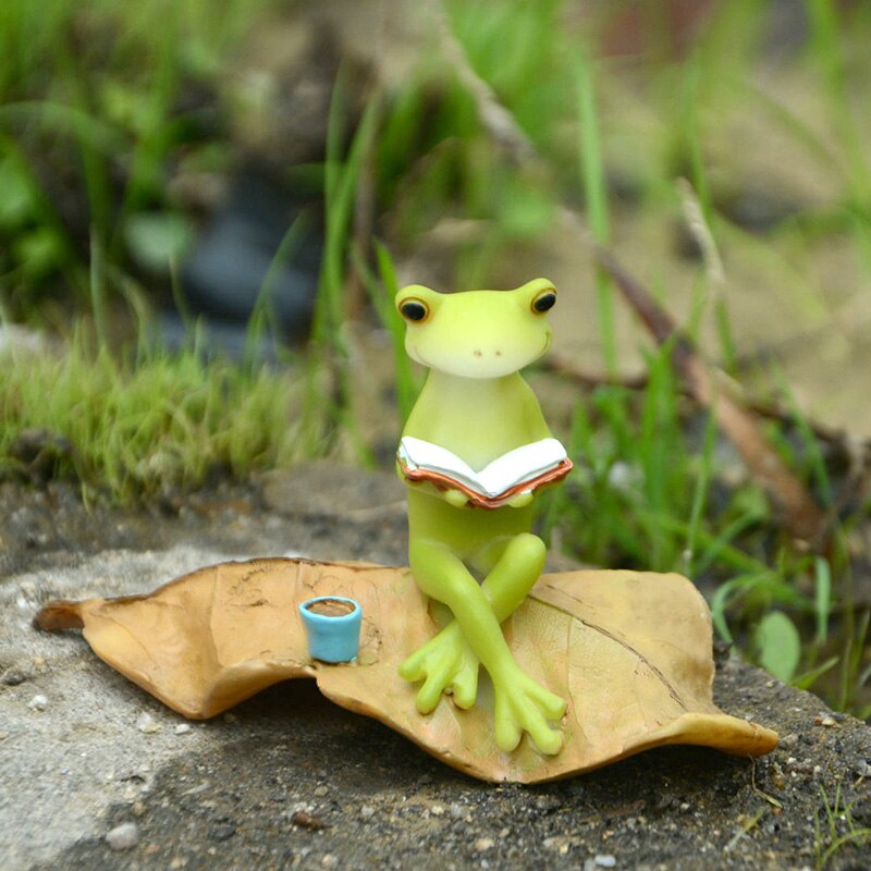Resin Cute Frog Figurines Creative Animal Statues Miniature Fairy ...