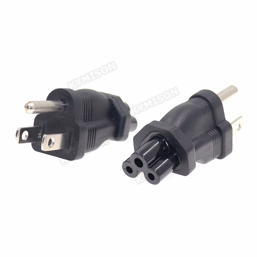 IEC 320 C5 to USA NEMA 5-15P Power Plug Adapter American 3 Prong Male ...