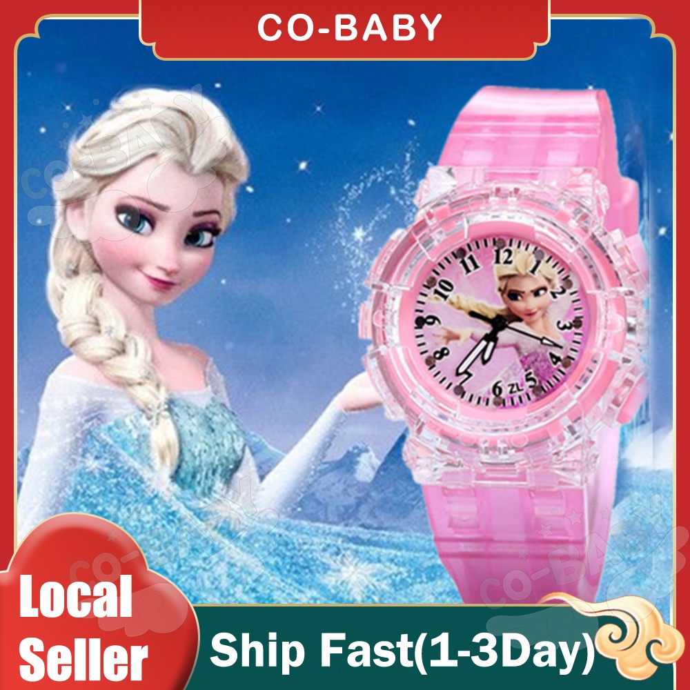 Elsa Anna Frozen Princess Pattern Children LED Light Kids Watches Girls ...
