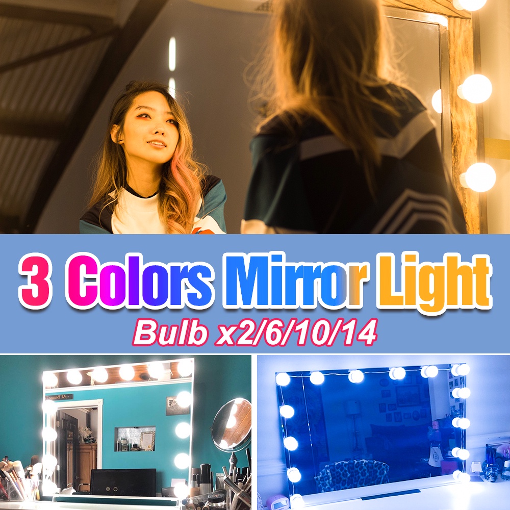 3 Colors LED Makeup Lamp 5V Hollywood Mirror Lights Modern Makeup ...
