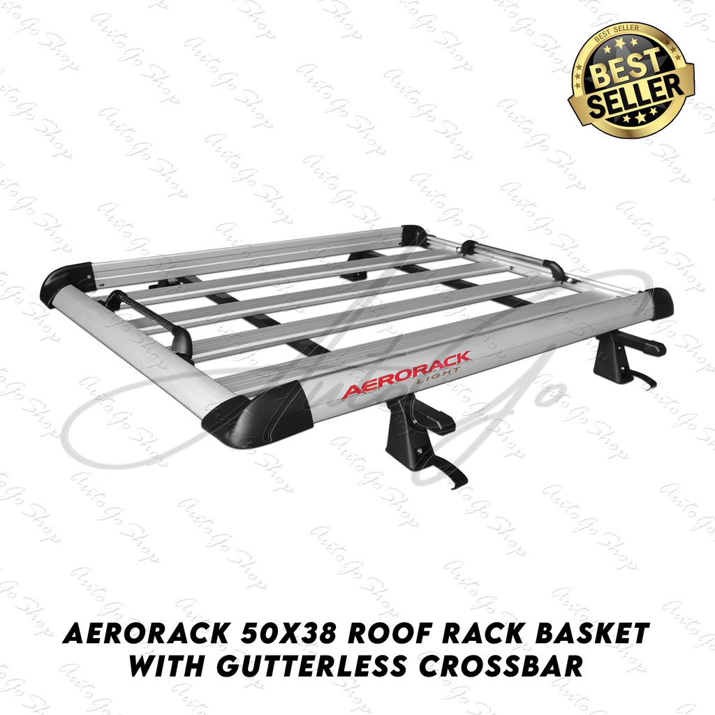 50x38 Inches Roof Rack Basket with Gutterless Crossbar (Silver ...