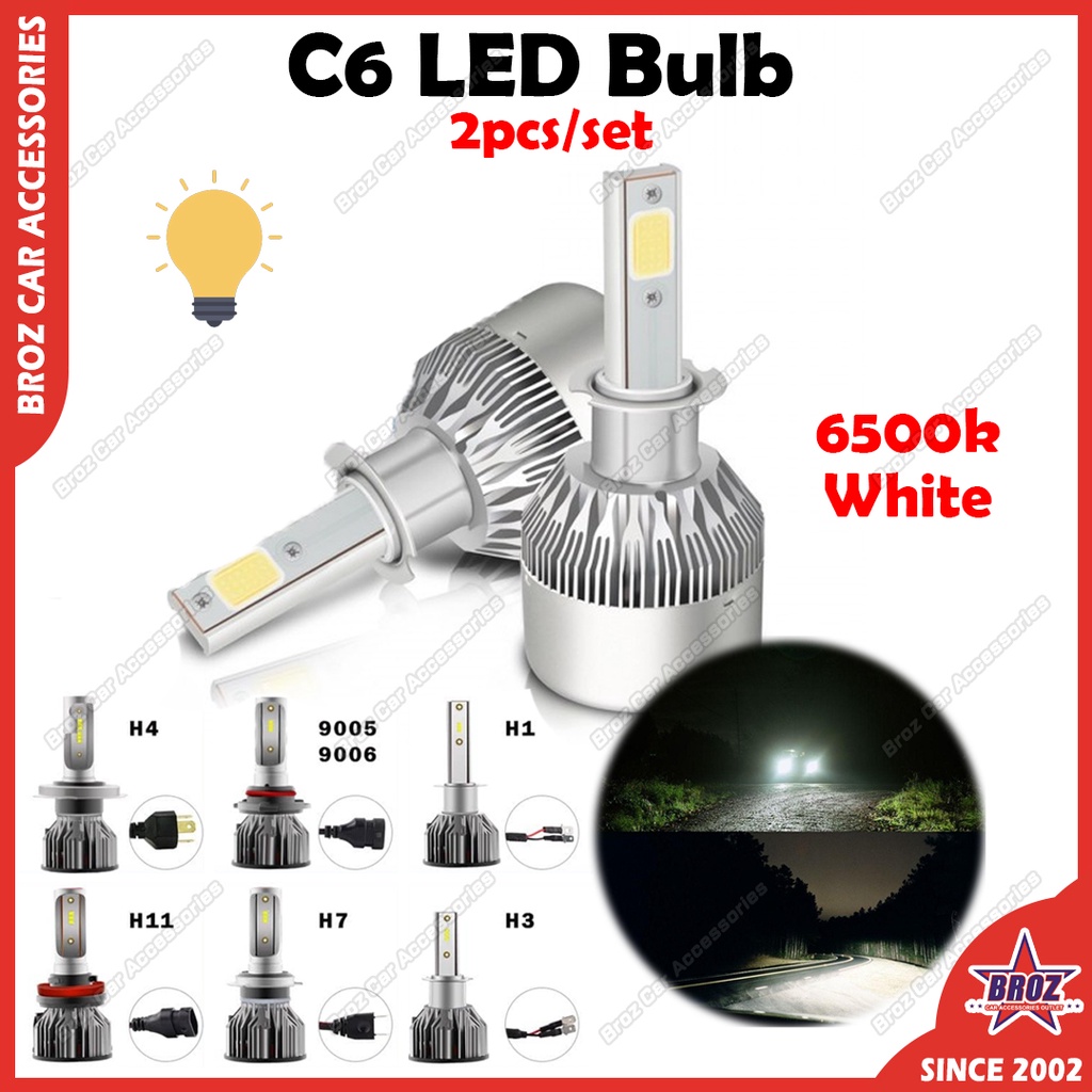 C6 LED Headlight H1 H3 H4 H7 H11 9005 9006 Full Range Car Auto Head ...