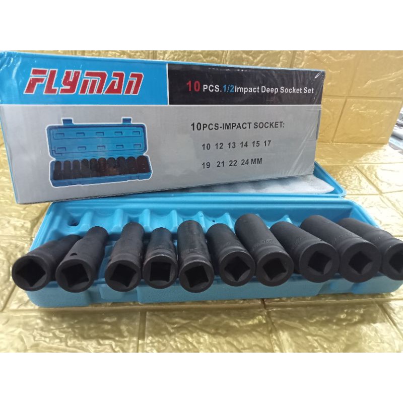 10pcs. 1/2 impact deep socket set FLYMAN USA | Shopee Philippines