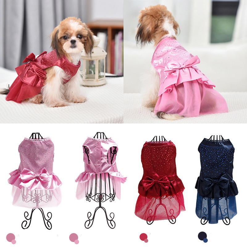 Dog Pet Dress for Shih Tzu Female Bowknot Puppy Princess Tutu Skirt ...