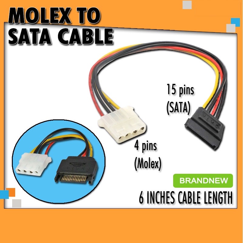Brandnew Molex to Sata Power Cable / ide to sata power / 6 inches cable ...