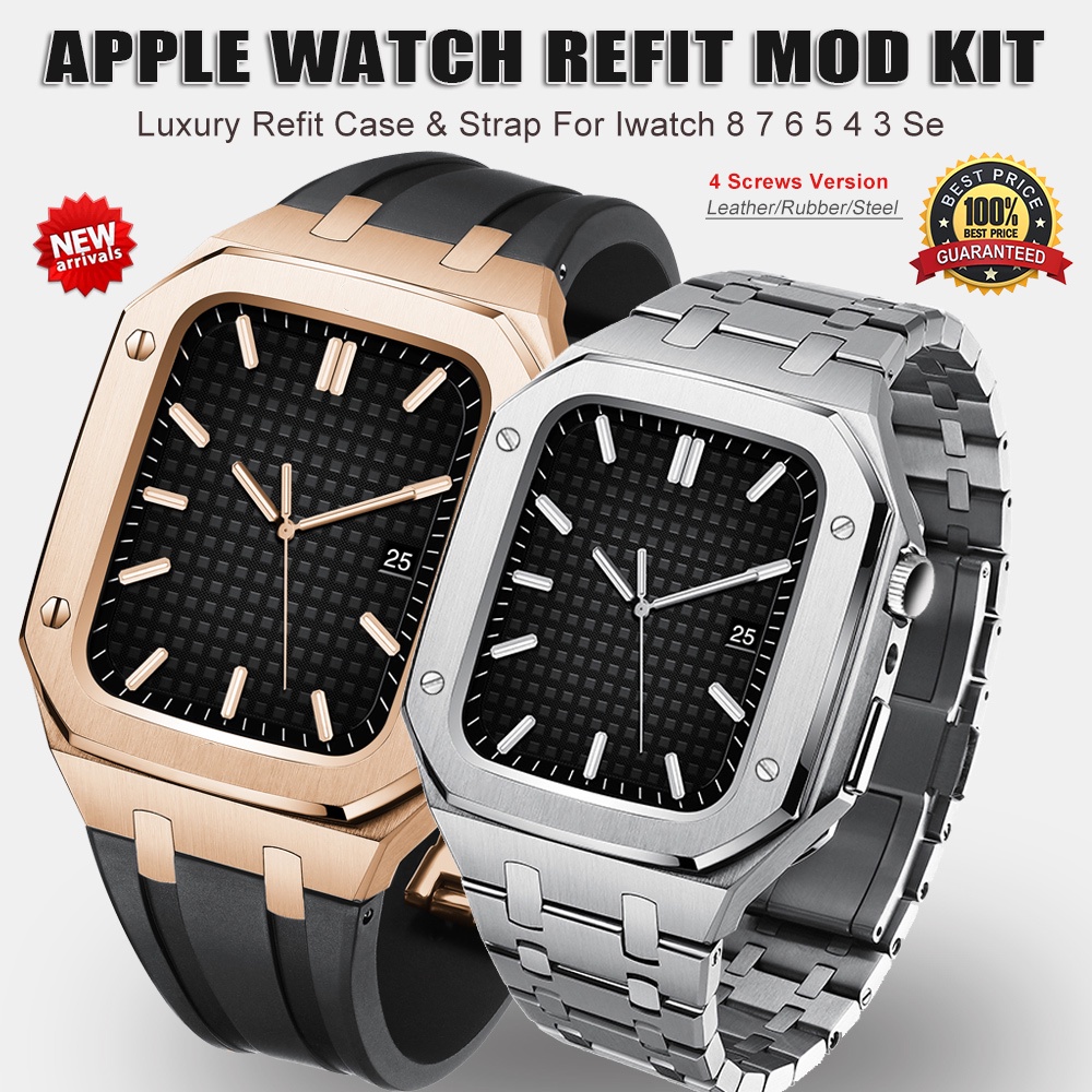 Luxury Stainless Steel Modification Mod Kit for Apple Watch 8 7 44MM ...