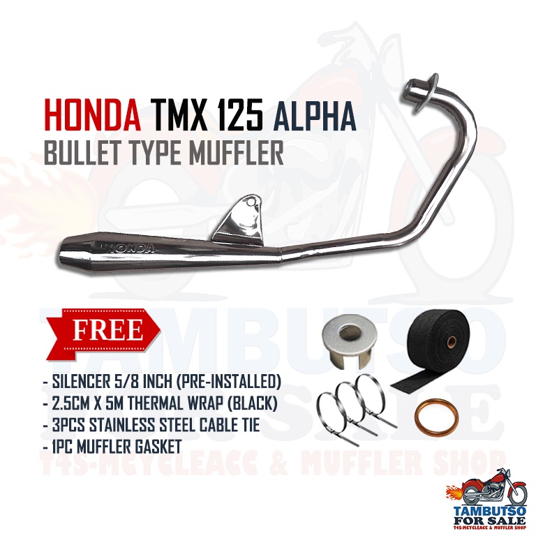 TMX 125 Alpha Bullet Pipe Type Muffler for Tmx 125 for Chrome Stock ...