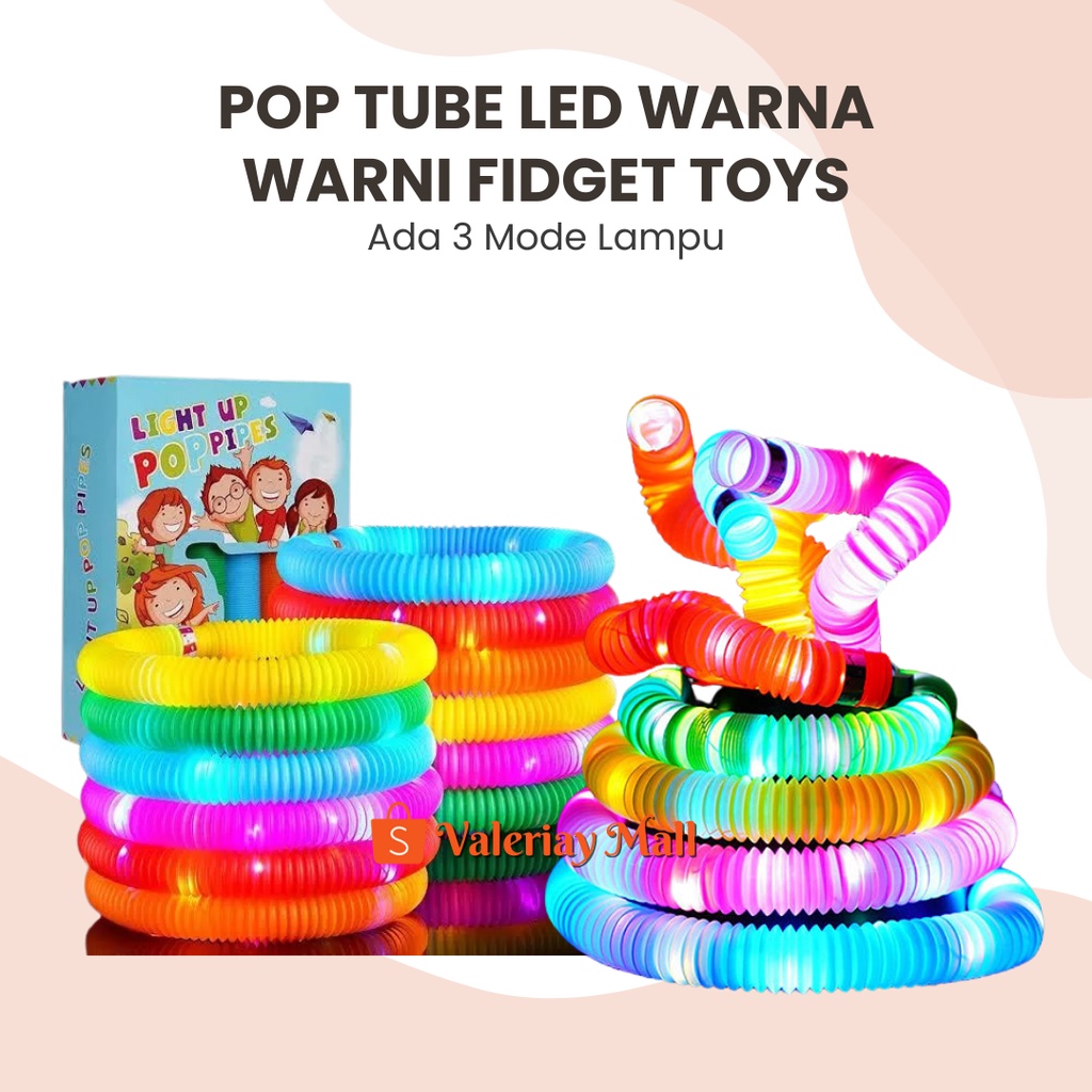 Kids Toy Lights Viral Pop Pipes Pop Tube LED Lights Light Toy Lights ...