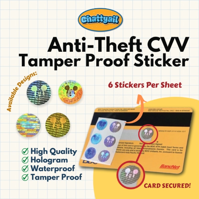 CVV Sticker For Debit and Credit Card Protection with Void and Tamper ...