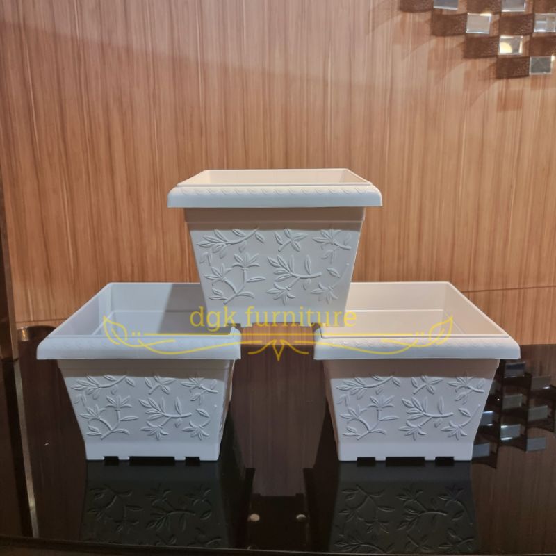 PUTIH Square Flower Pot Square White Square Flower Motif Diameter 25 cm ...