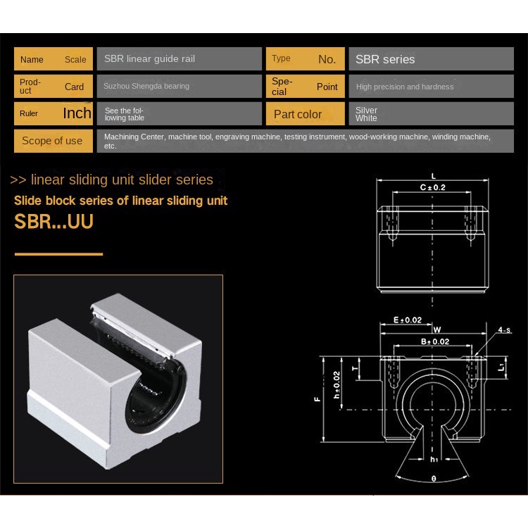 SBR Linear Guide Rail Cylindrical Precision SBR with Aluminum Mop Shaft ...
