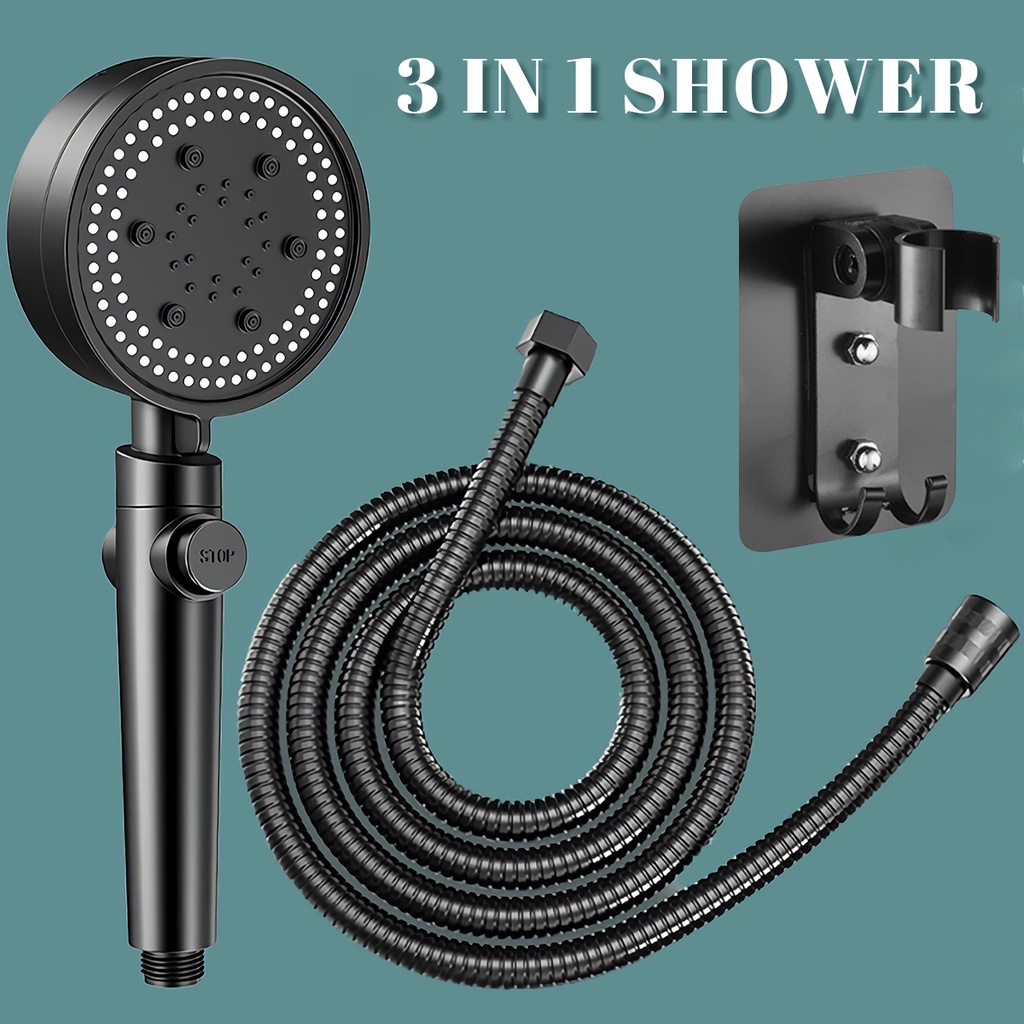 High Pressure Shower Head Set 5-speed Booster Shower with Hose Bathroom ...