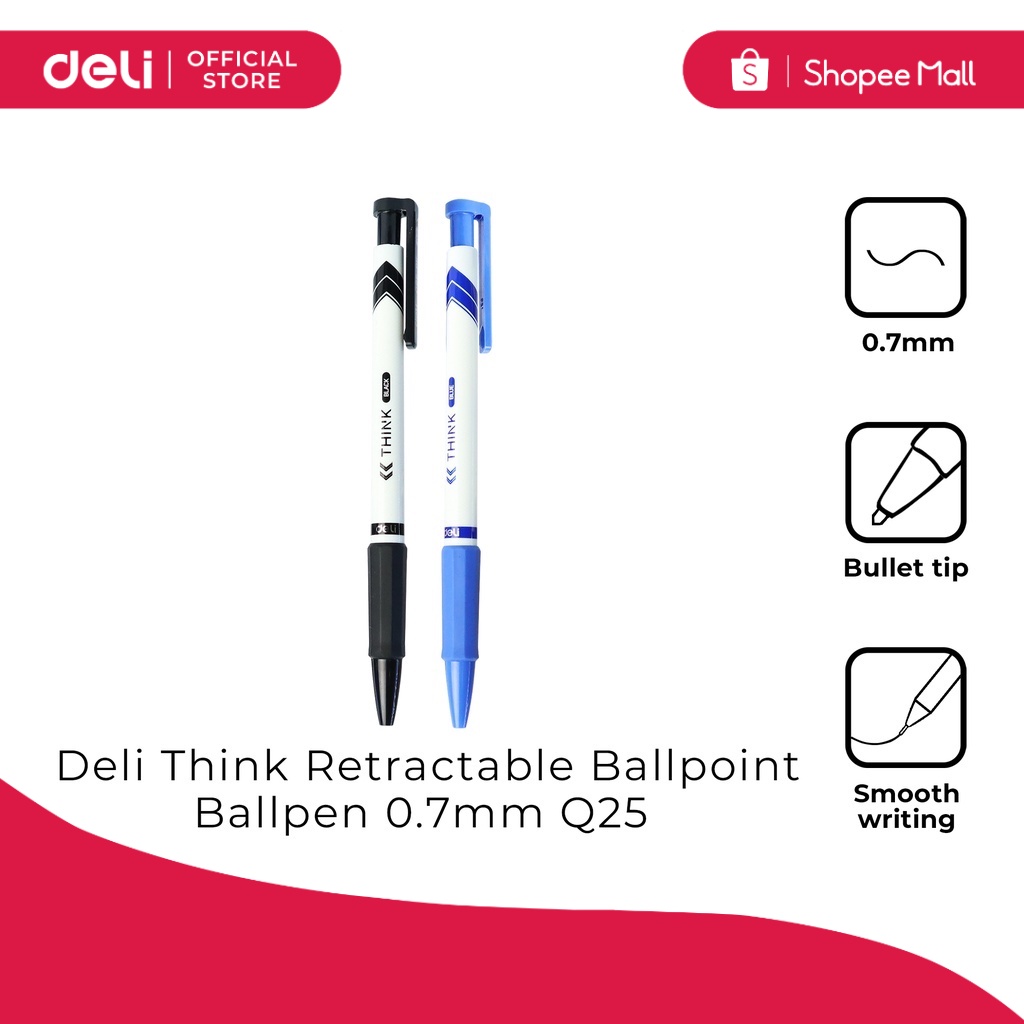 Deli Q25 Think Retractable Ballpoint Ballpen 0.7mm 1PC [79Q25] Blue ...