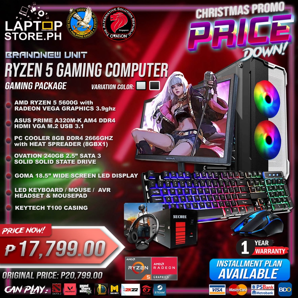 BRANDNEW Computer Set CPU Keytech T100-AMD Ryzen 5 5600G 3.9ghz-8gb ...