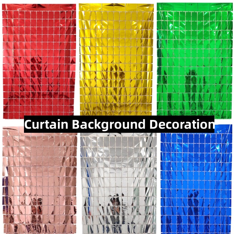 1*2M Foil Curtain Square Backdrop Glitter Sequin Wall Birthday Party ...
