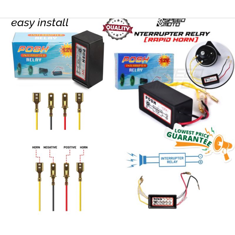 Horn Interupter Relay Post Logo 12V Positive And Negative Easy install ...