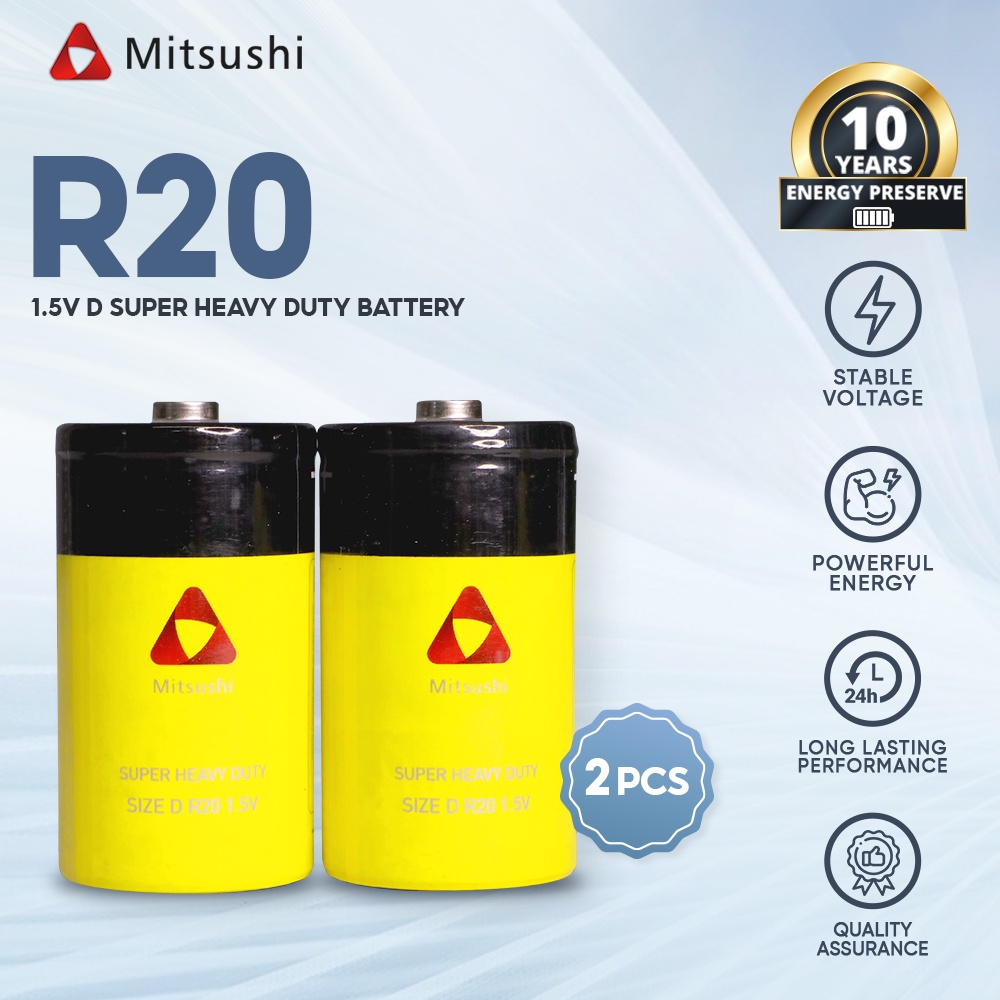 Mitsushi R20 1.5V 2pcs. D Super Heavy Duty Battery | Shopee Philippines