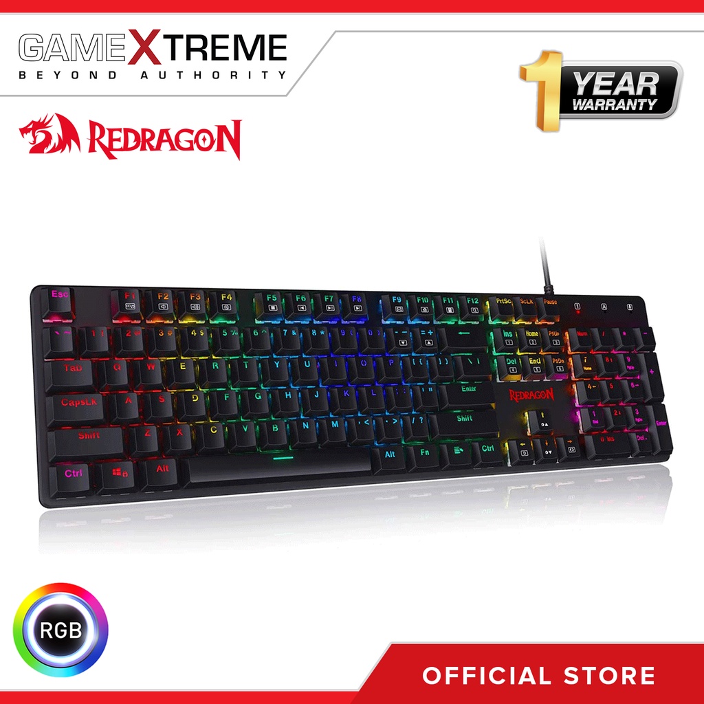 Redragon Shrapnel RGB 104 Keys Mechanical Gaming Keyboard Red Switch ...