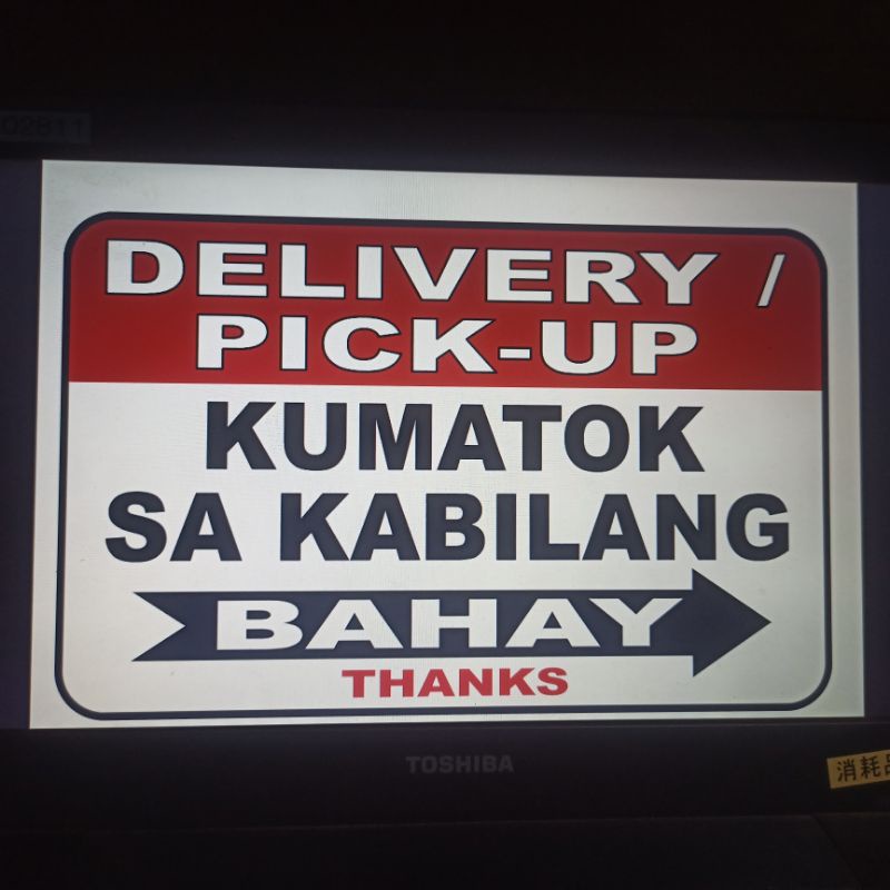 Delivery Pick-up Kumatok sa Kabilang bahay Signage PVC Plastic (7.8x11 ...