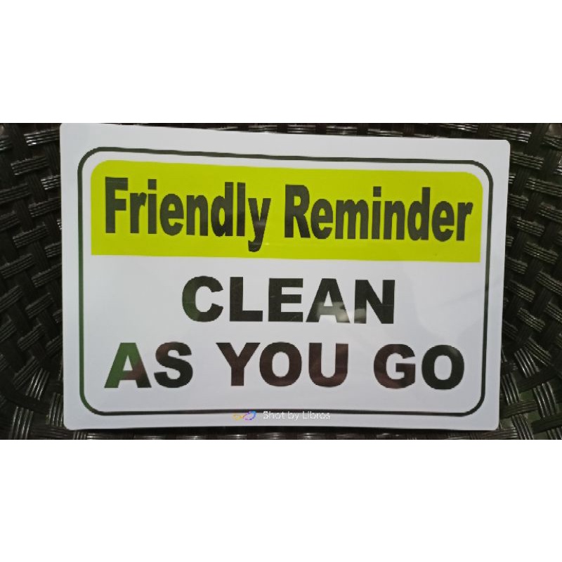 Friendly Reminder Clean As You Go Signage A4 Size PVC (Hard Plastic ...