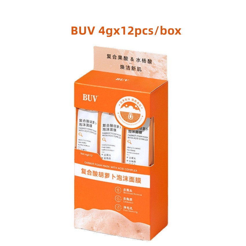 BUV Complex Acid Carrot Foam Mask 12pcs/box Salicylic Acid Carrot ...