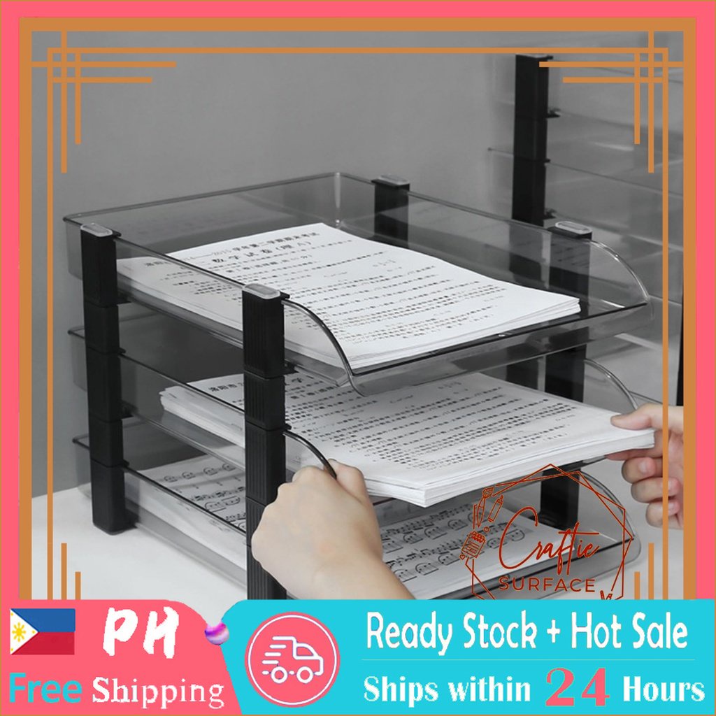 Two layers / Three layers File Tray Acrylic Organizer Office files ...