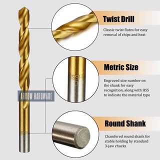 13 Pcs Titanium Twist Drill Bit Set HSS 1.5mm - 6.5mm Metric Round Shank Quick Change | Shopee ...