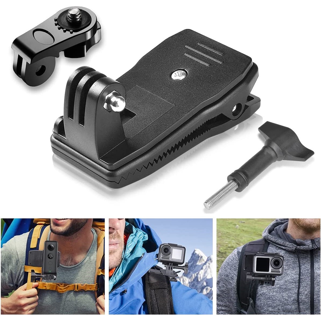 Anti-Slide 360° Rotary Sports Camera Quick Clip Backpack Strap Mount ...