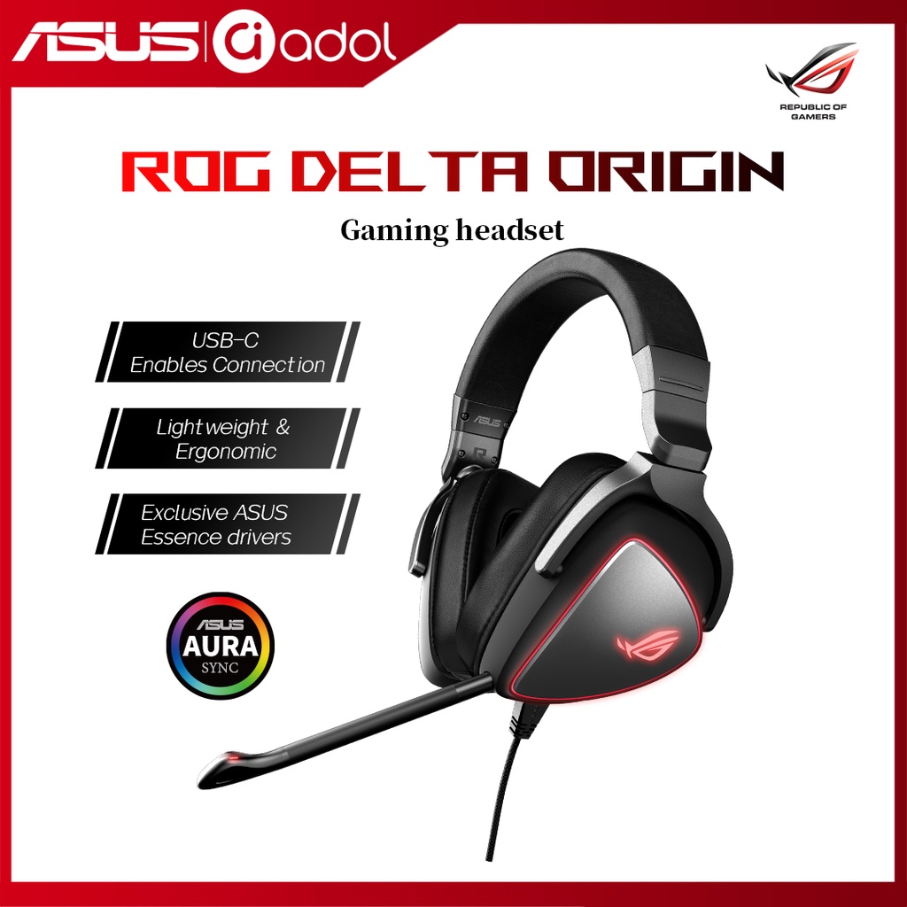 ASUS ROG Delta Origin RGB Gaming Headset with AI Noise-Canceling ...